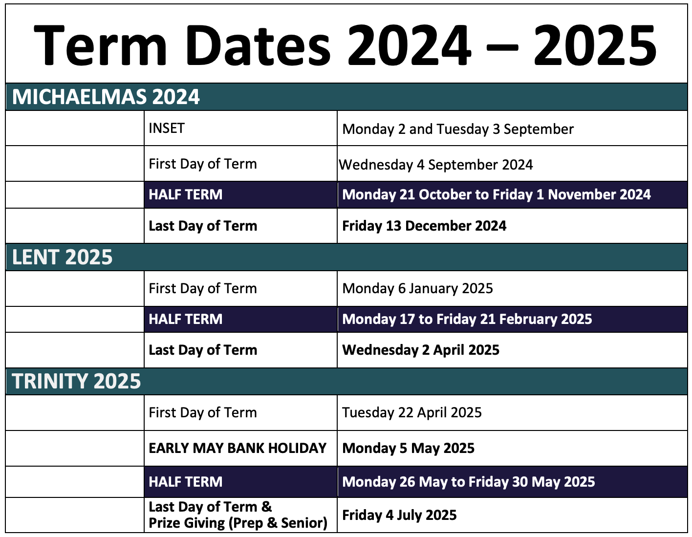 Term Dates