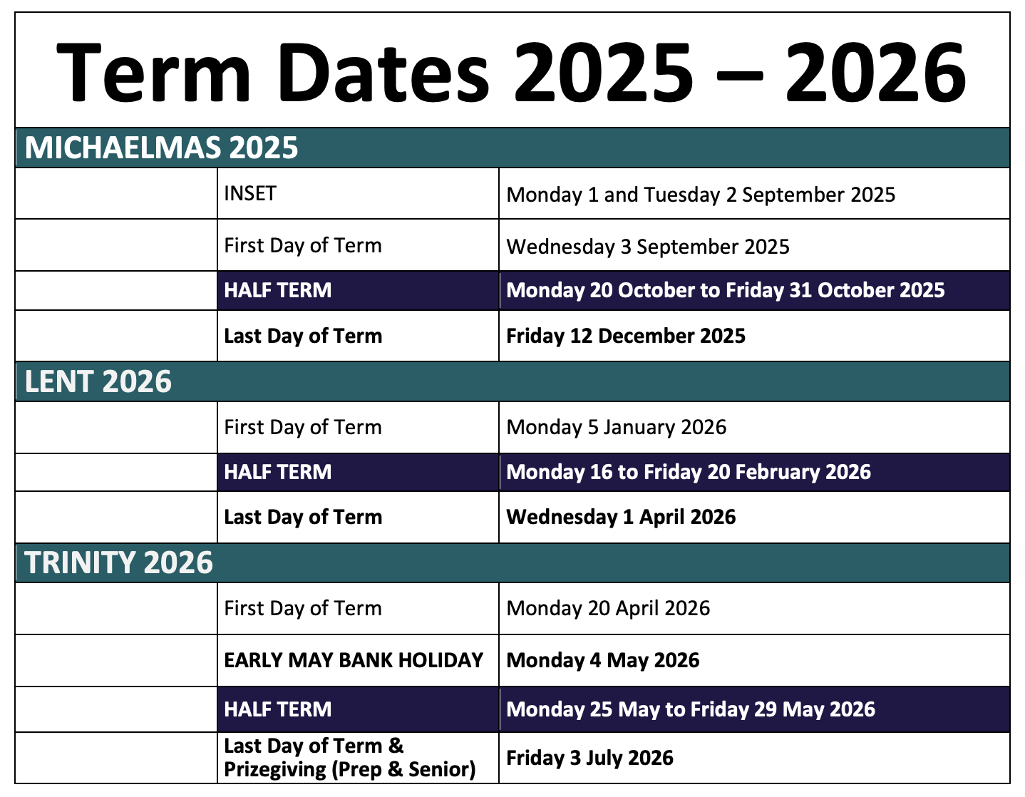 Term Dates